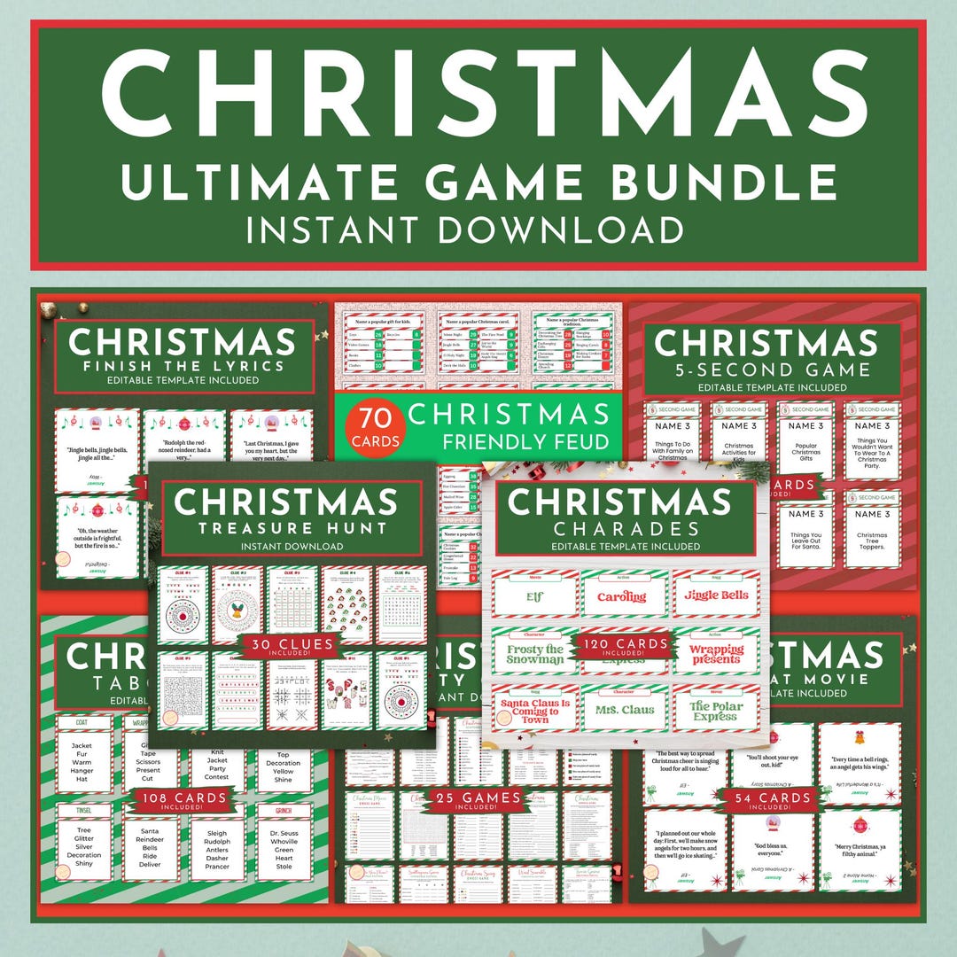 Mega Christmas Bundle: Printable Holiday Game, Family Christmas Games ...