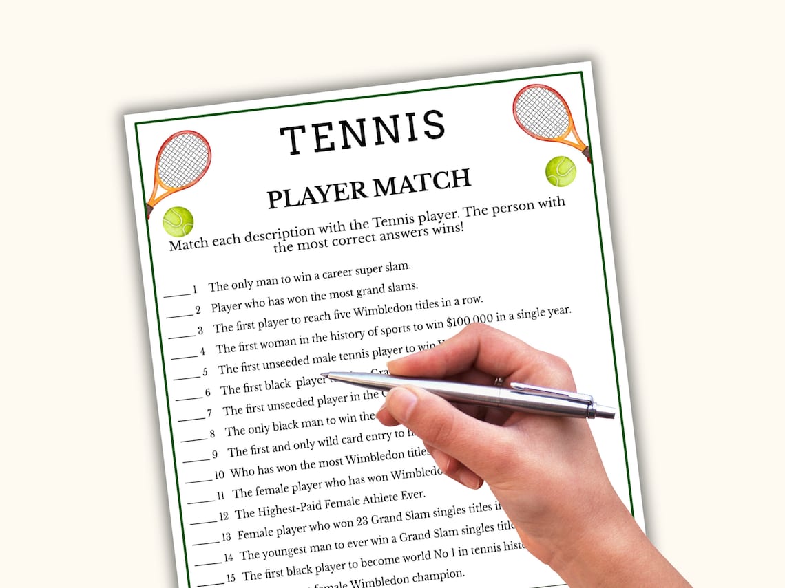Printable Tennis-themed Party Game Tennis Player Match Tennis Party ...