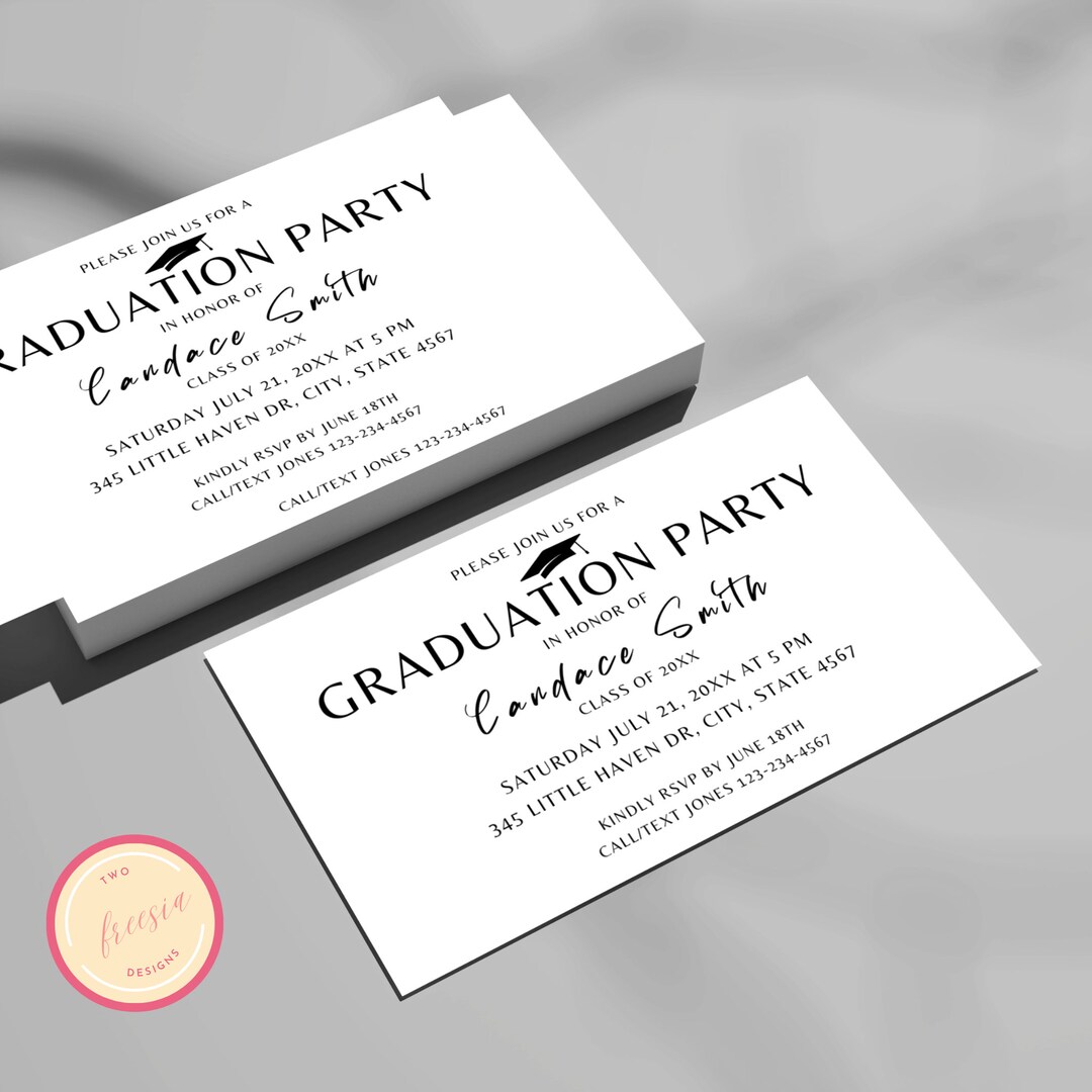 Mini Grad Invitation Template Graduation Party Invitation Insert Card ...