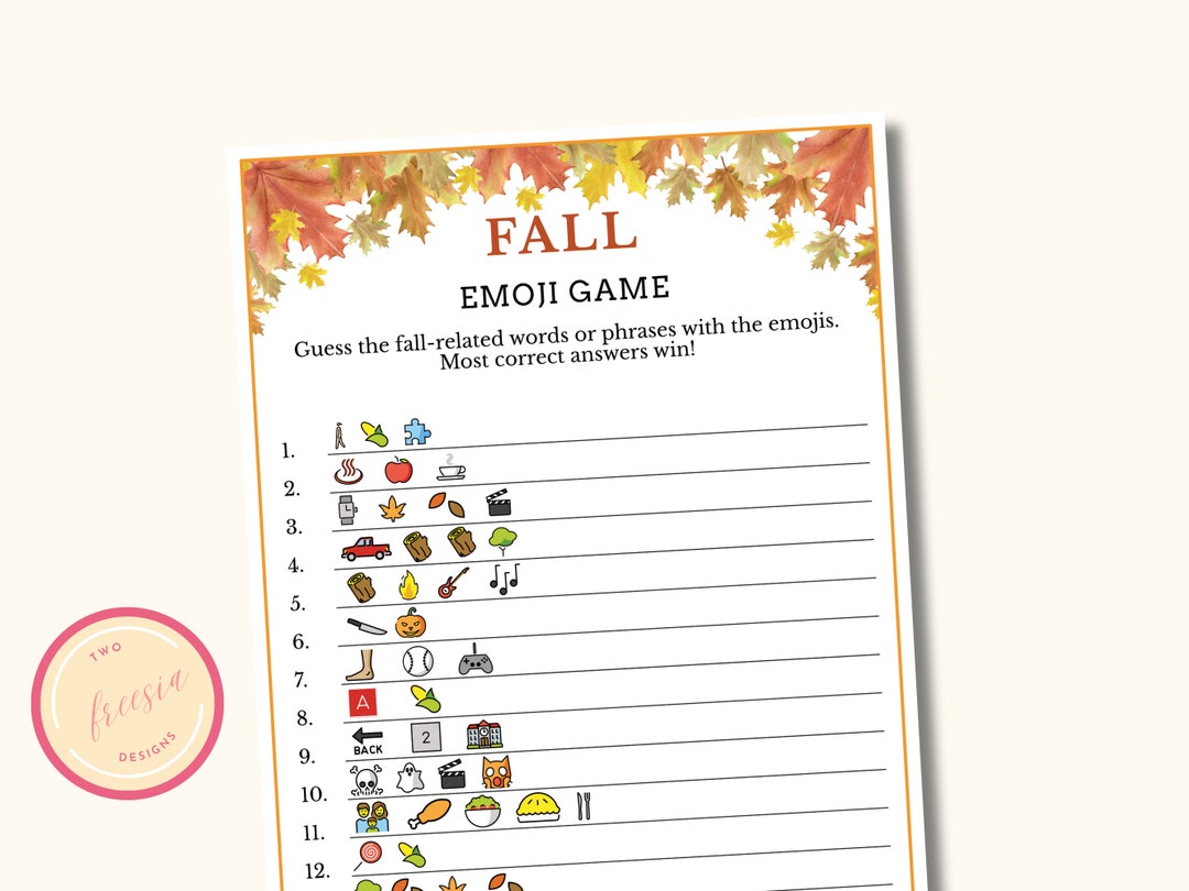 Fall Emoji Game - Printable Autumn Game - Fun Fall Time Activities for ...