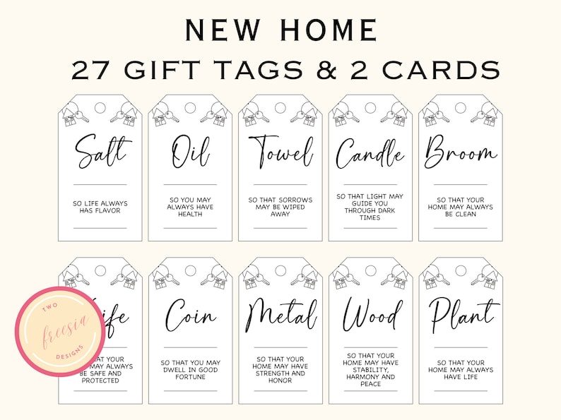 Printable New Home Tags and Basket - Housewarming Gift Basket Tags ...
