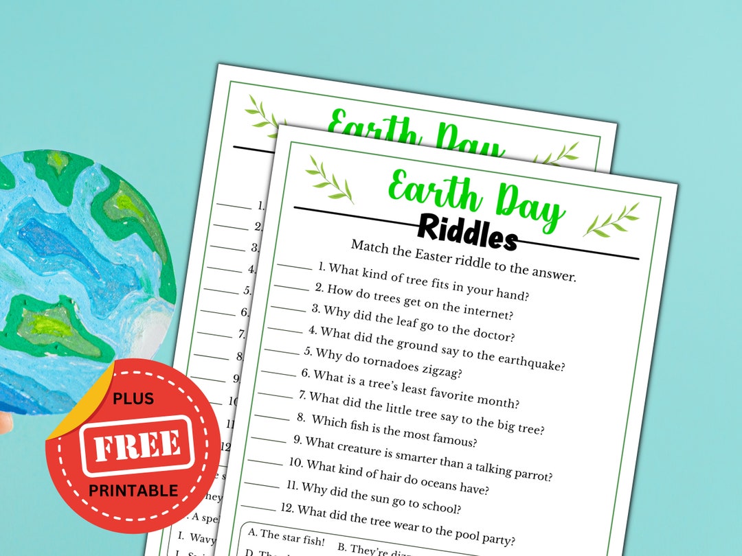 Earth Day Riddles Game for Kids and Adults - Printable Earth Day ...