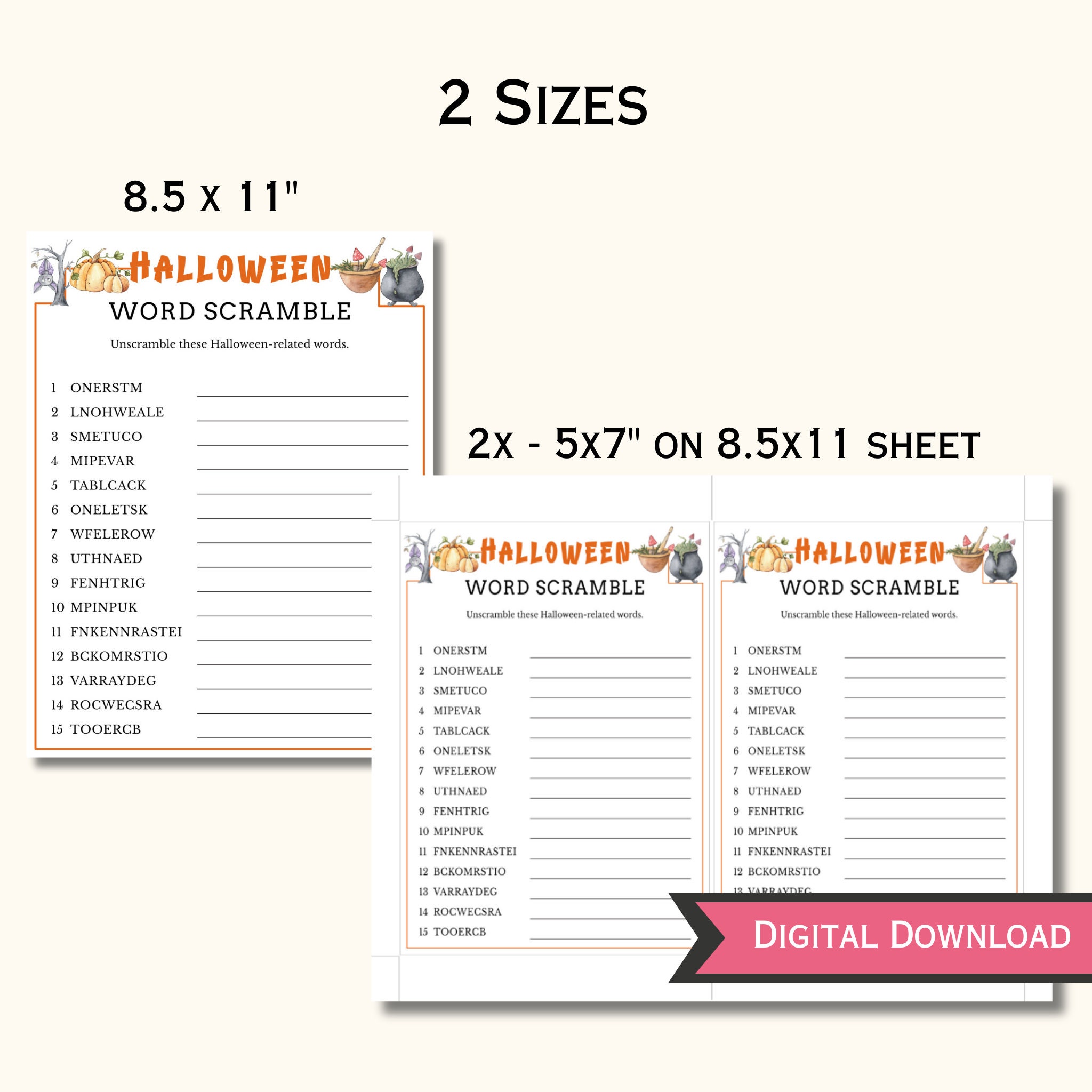 Halloween Word Scramble Printable Halloween Party Game Party Icebreaker ...