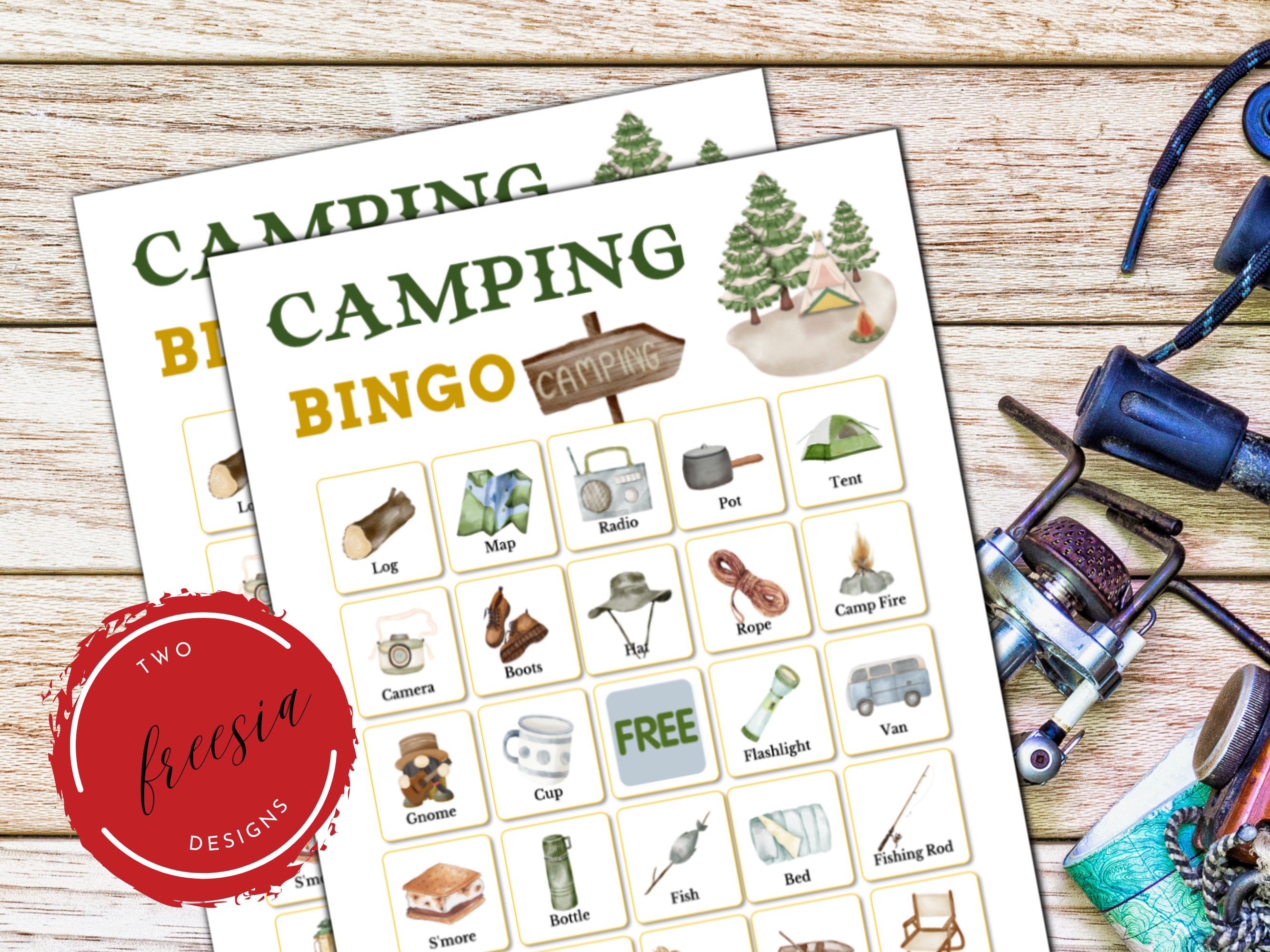 Camping Bingo Game Cards for Kids, Adults and Family Party Favors ...
