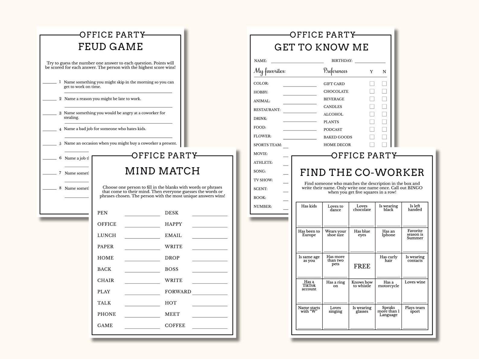 Office Party Games Bundle - 12 Printable Work Party Games for Team ...