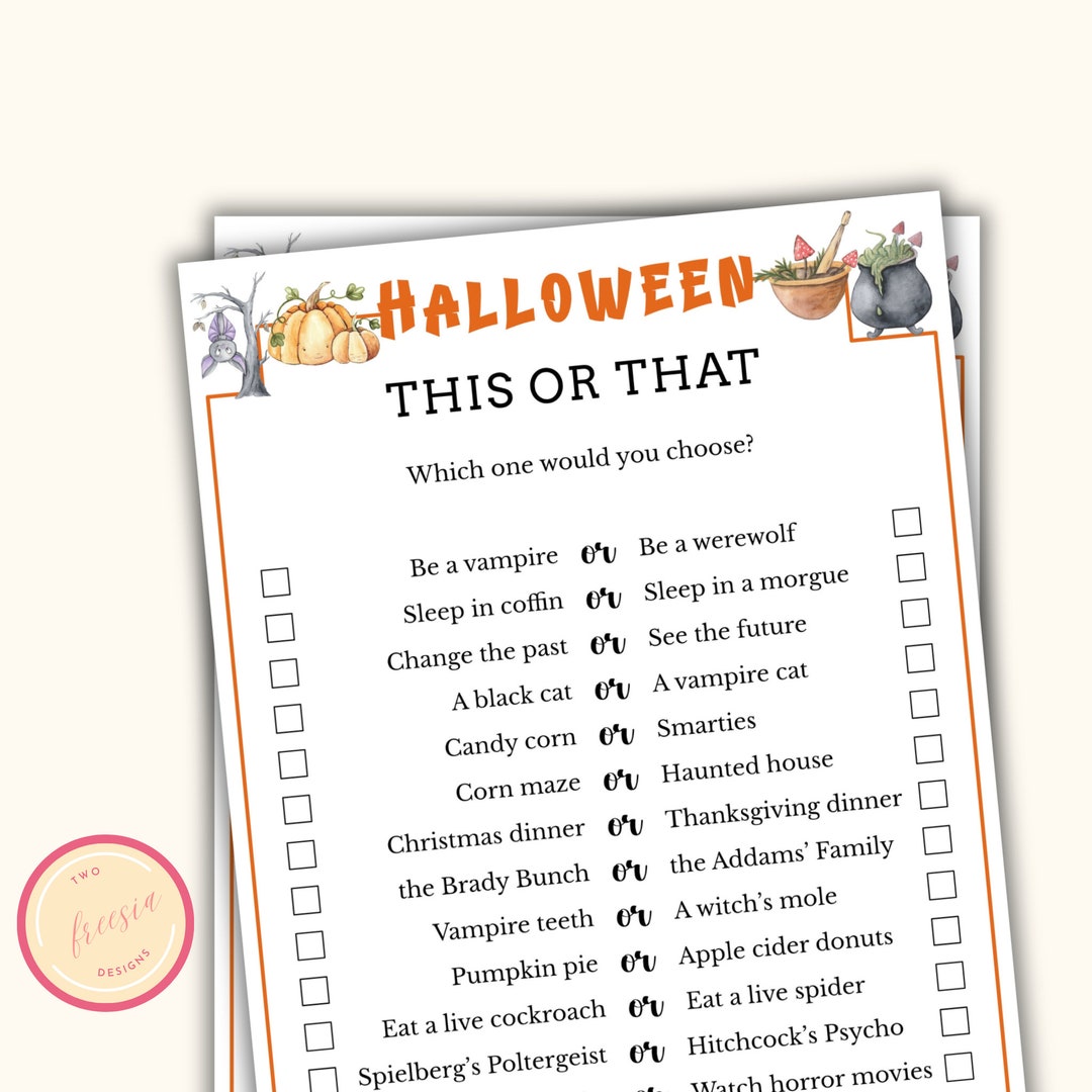 Halloween This or That Game - Printable Halloween Party Game - Party ...