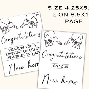 Printable New Home Cards and Tags - Housewarming Gift Basket Tags - New ...