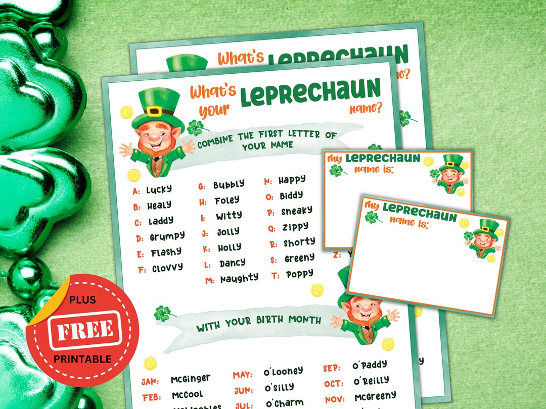 Whats Your Leprechaun Name - St Patricks Day Family Party Game for Kids ...