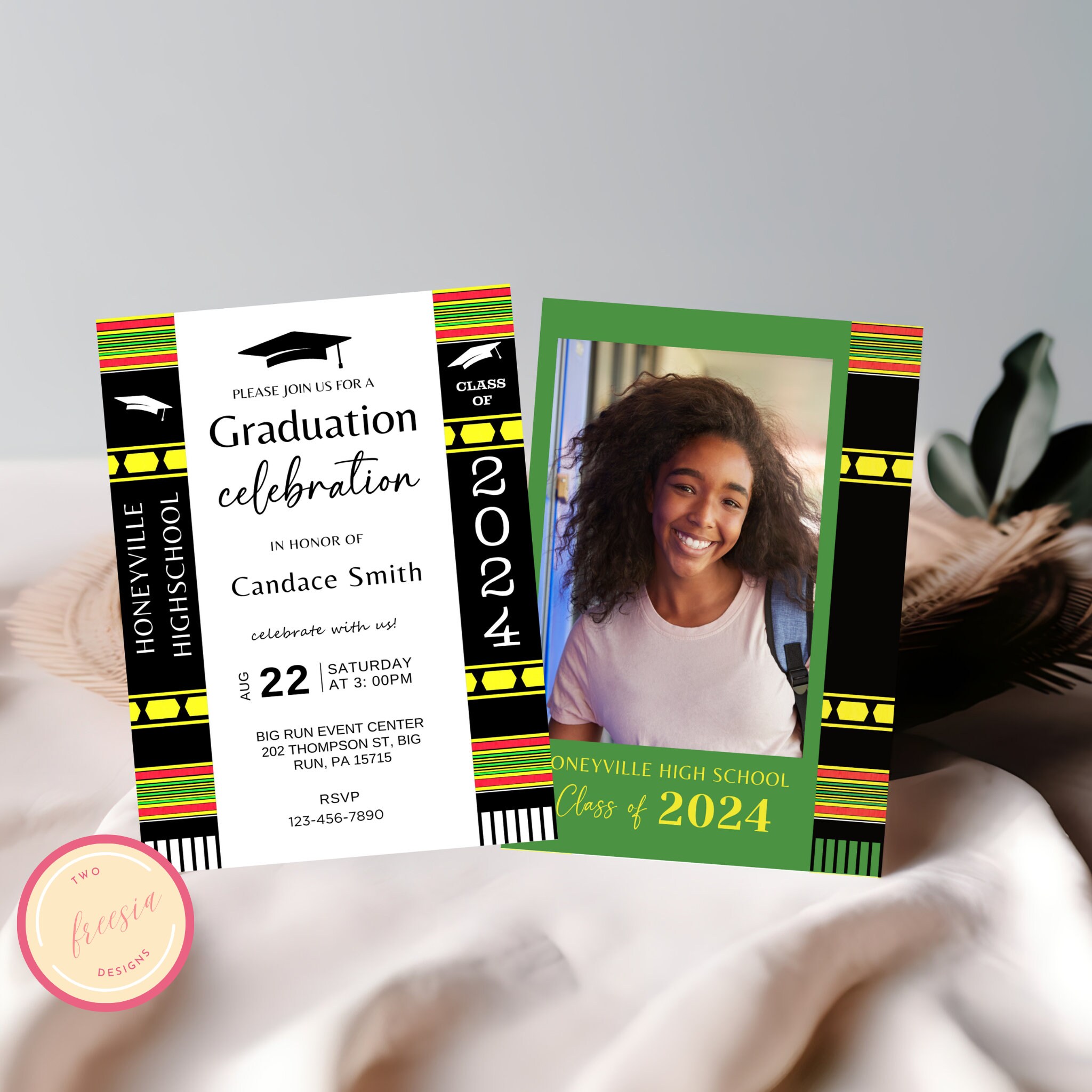 Editable Kente Graduation Invitation Template 2024 Photo Graduation ...