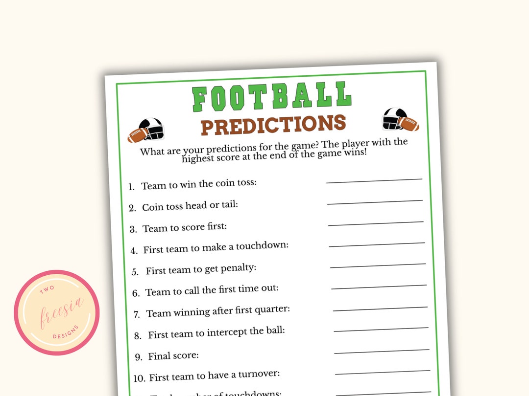 Football Predictions Printable - Football Party Game - Football Party ...