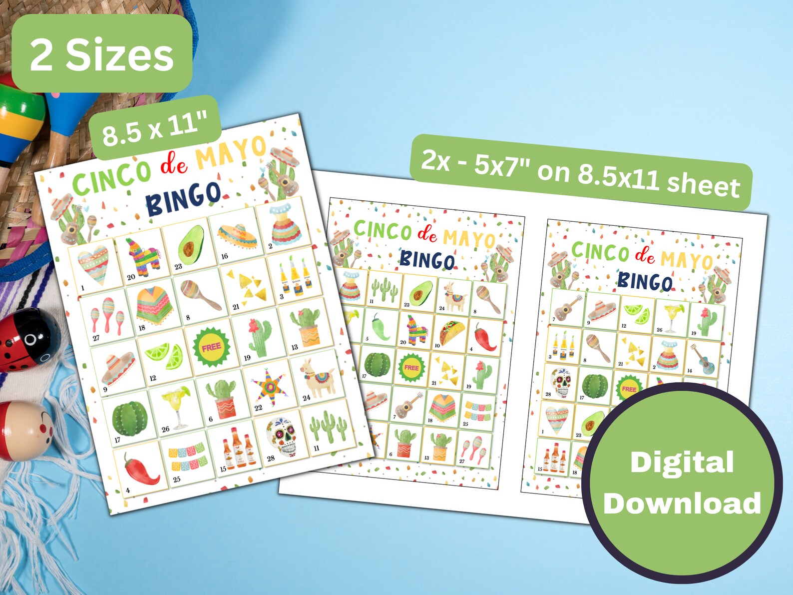 Cinco De Mayo Bingo Game - Printable 30 Fiesta Bingo Cards - Mexican ...