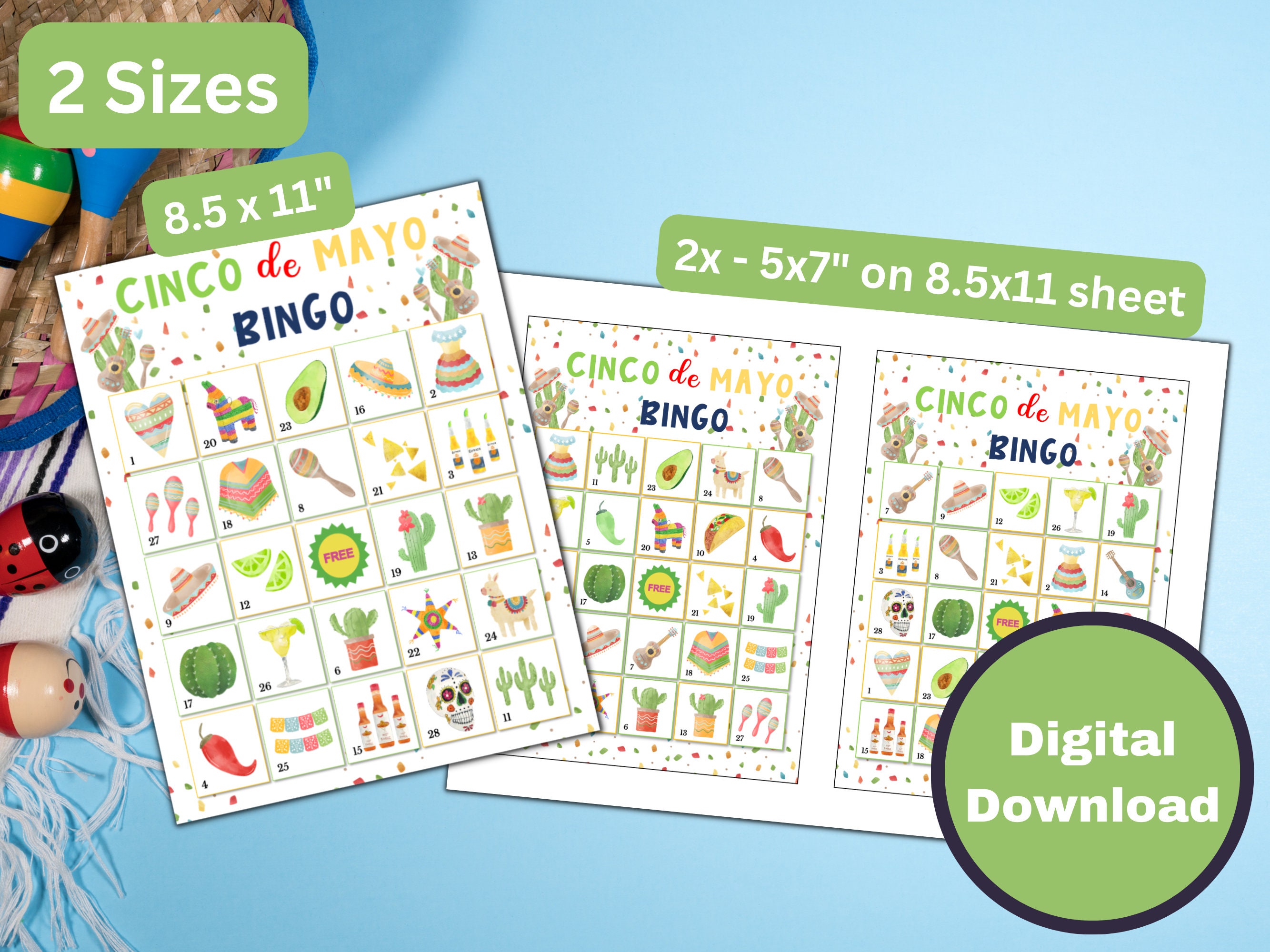 Cinco De Mayo Bingo Game - Printable 30 Fiesta Bingo Cards - Mexican ...