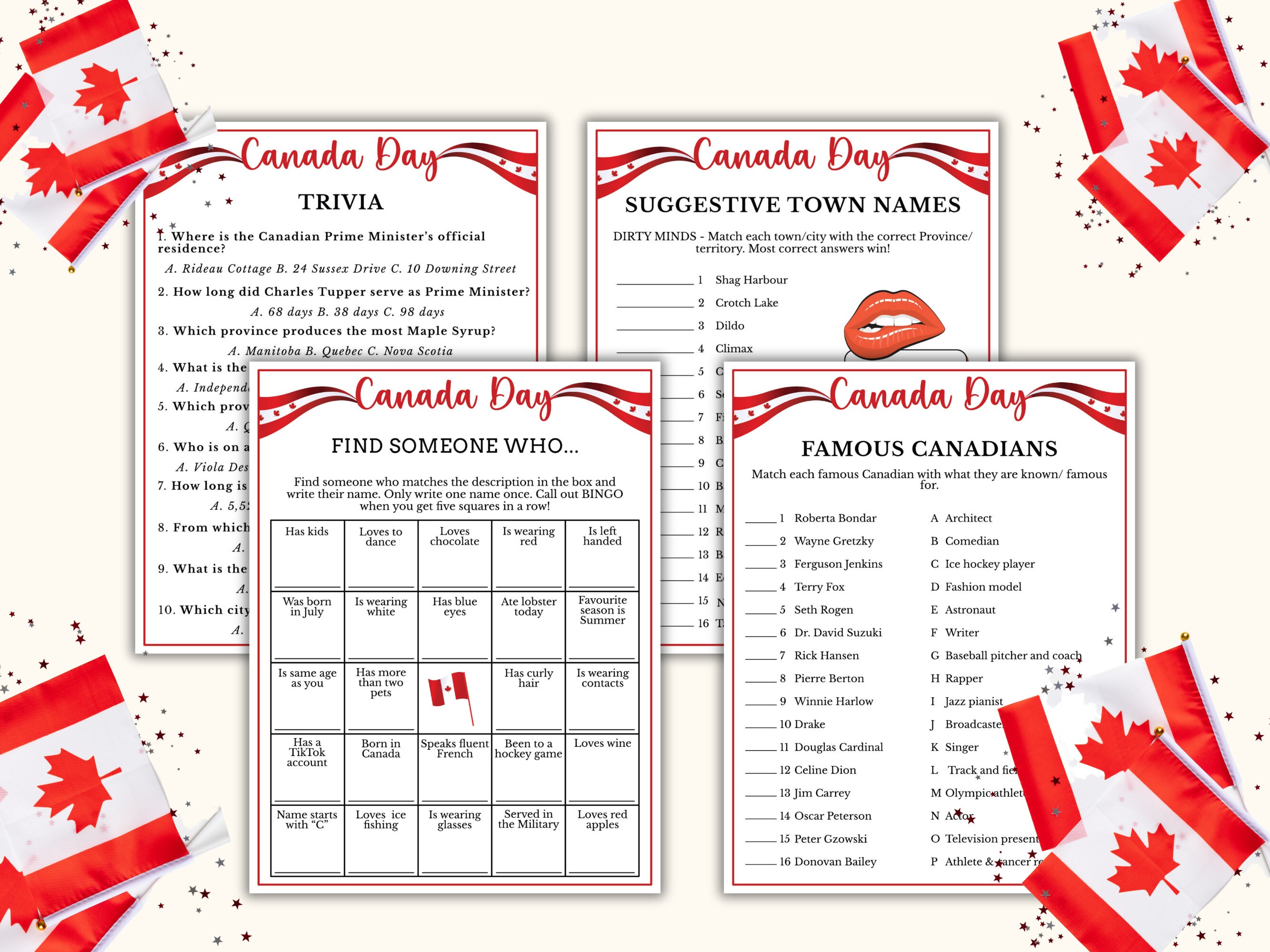 Canada Day Game Bundle - 8 Printable Canada Day Games Bundle for Kids ...