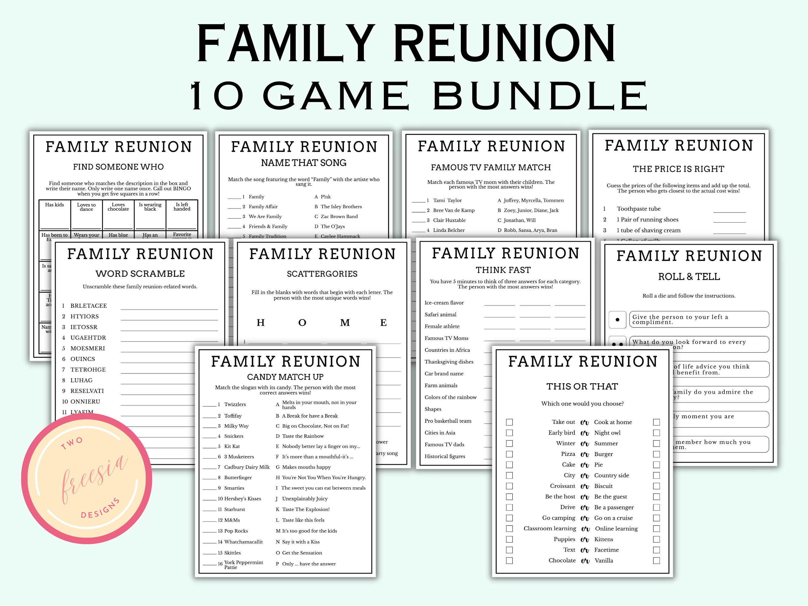 10 Family Reunion Game Bundle for Family Gathering Activities for Kids ...