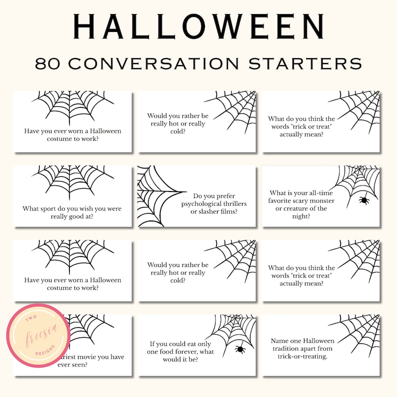 Printable Halloween Conversation Starters Cards - Halloween Icebreaker ...