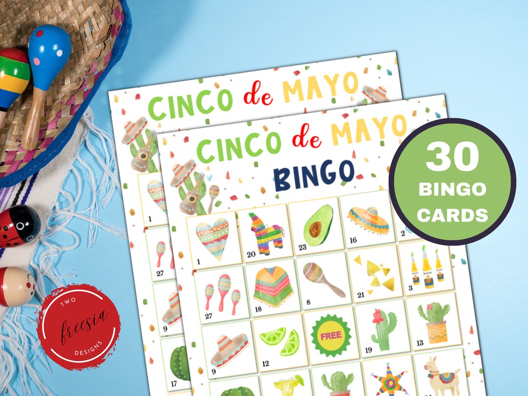 Cinco De Mayo Bingo Game - Printable 30 Fiesta Bingo Cards - Mexican ...