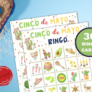 Cinco De Mayo Bingo Game - Printable 30 Fiesta Bingo Cards - Mexican ...