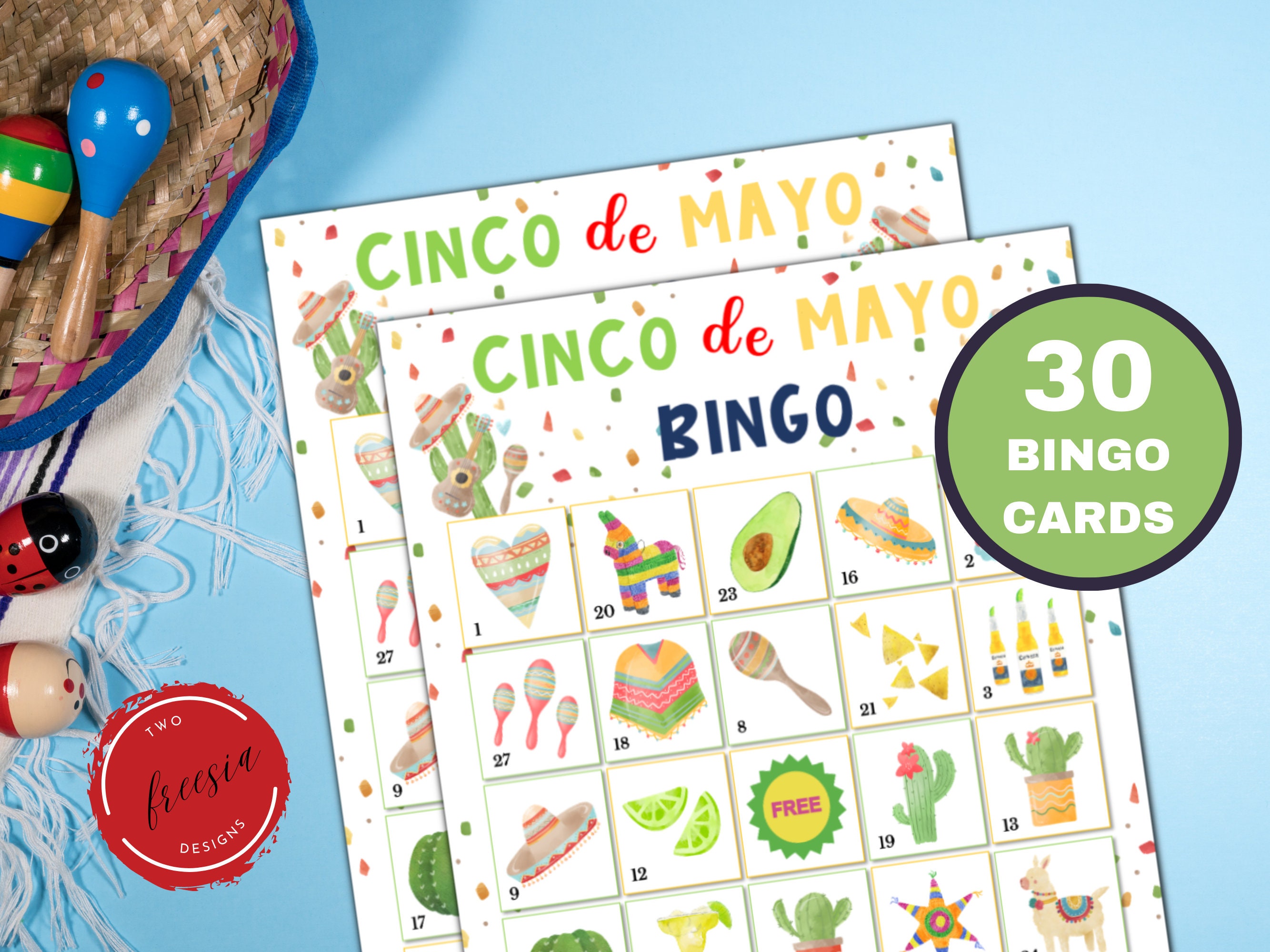 Cinco De Mayo Bingo Game - Printable 30 Fiesta Bingo Cards - Mexican ...