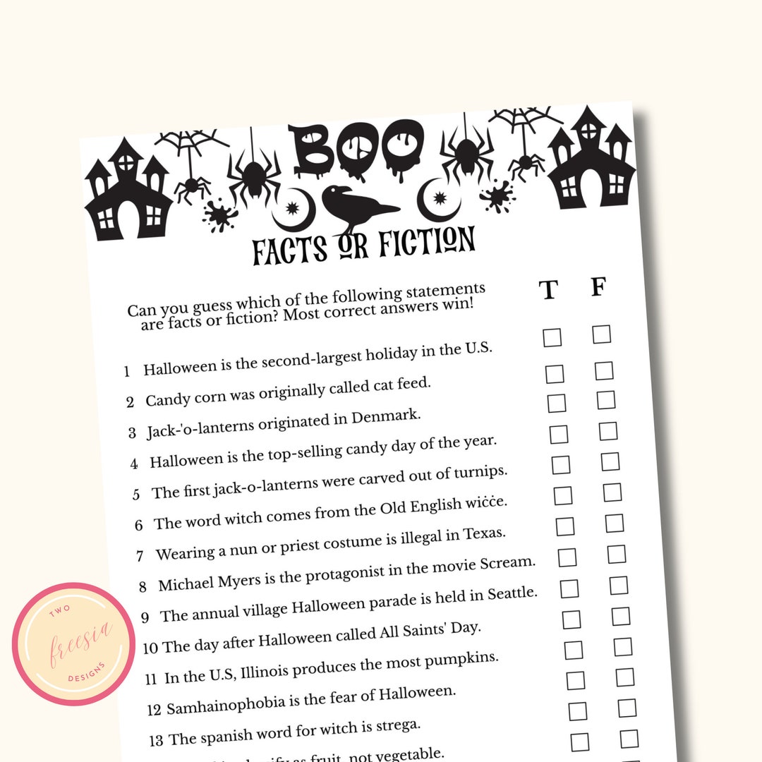 Facts or Fiction Game - Printable Halloween Party Game - Party ...