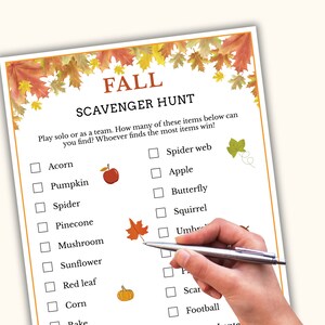 Fall Scavenger Hunt Game - Printable Autumn Game - Fun Fall Time ...