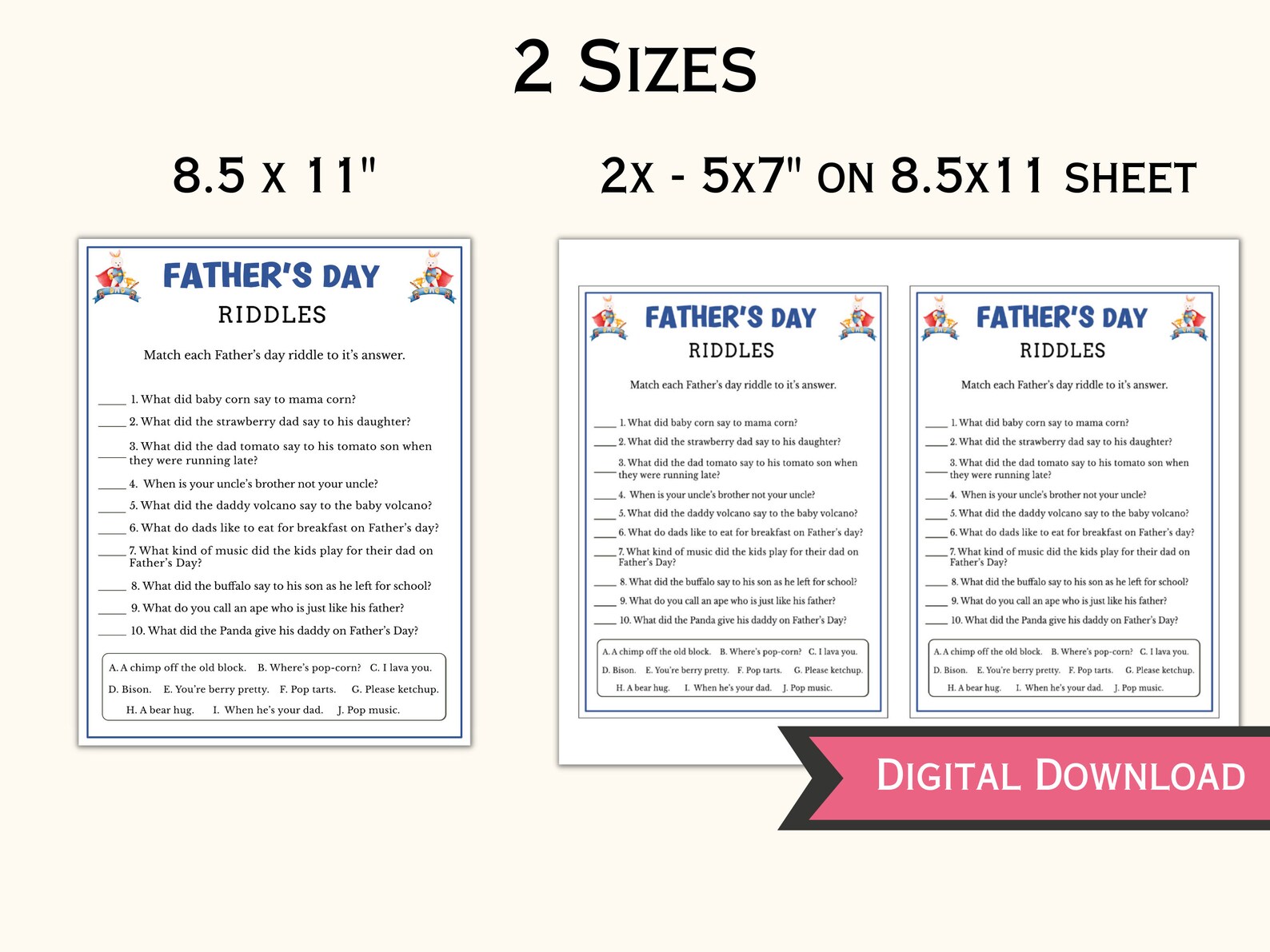 Father's Day Riddles Game Printable Father's Day Game for Kids and ...