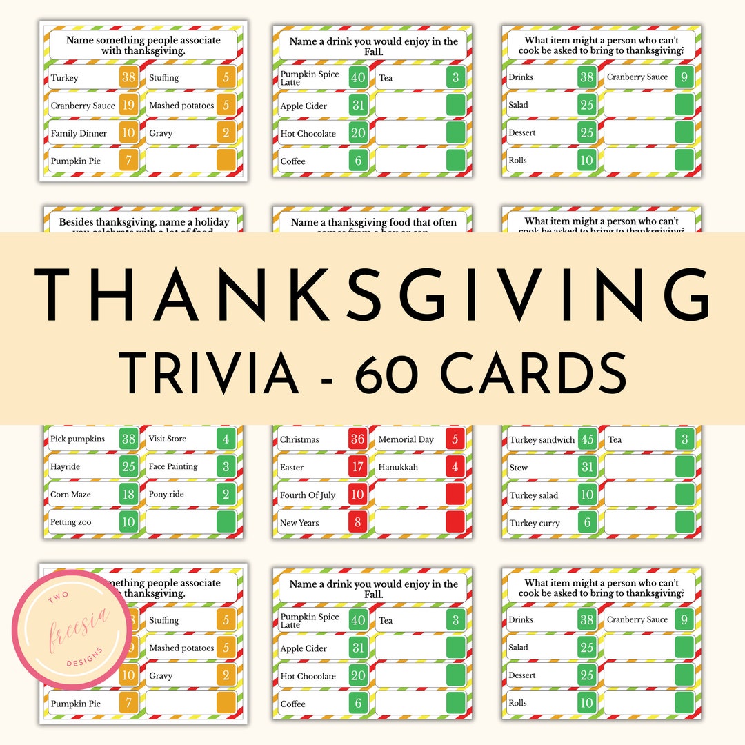 Thanksgiving Trivia Feud - Printable Thanksgiving Activity for Kids and ...