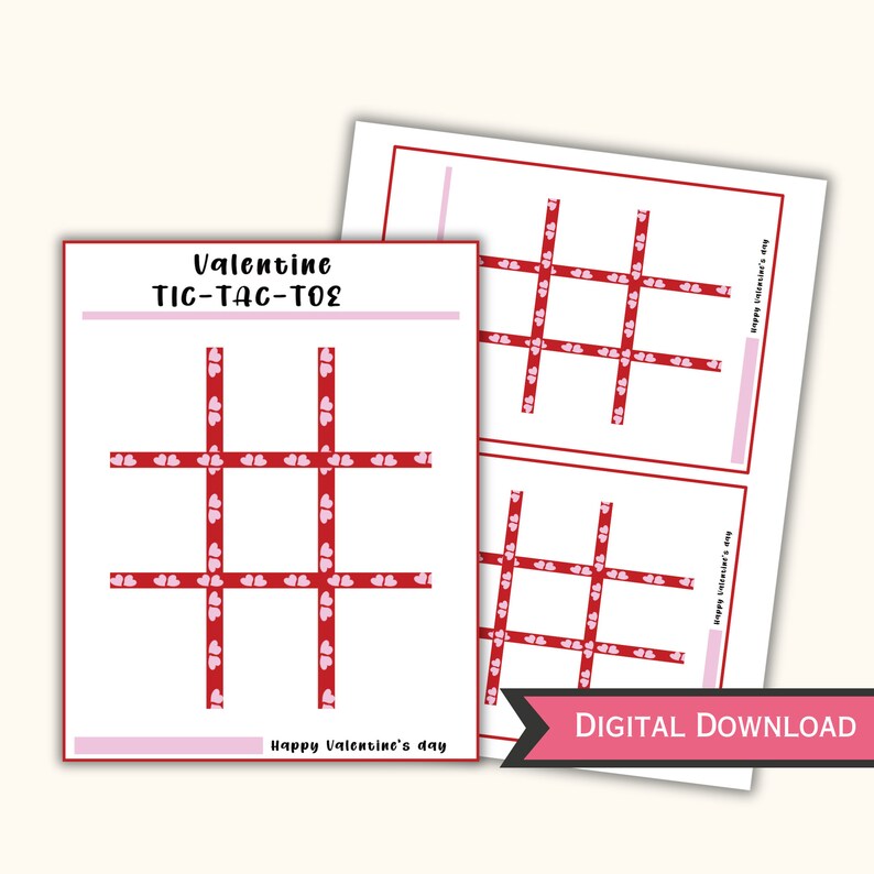 Printable Valentine's Day Tic Tac Toe Cards for Kids - School and Party ...