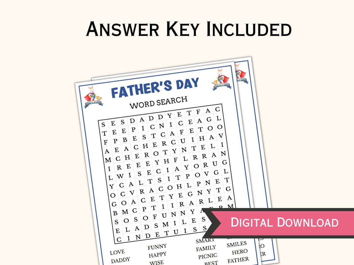 Printable Father's Day Word Search Game Grandpa Father's Day Game ...