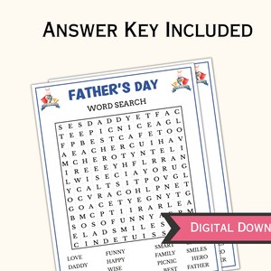 Printable Father's Day Word Search Game - Grandpa Father's Day Game ...