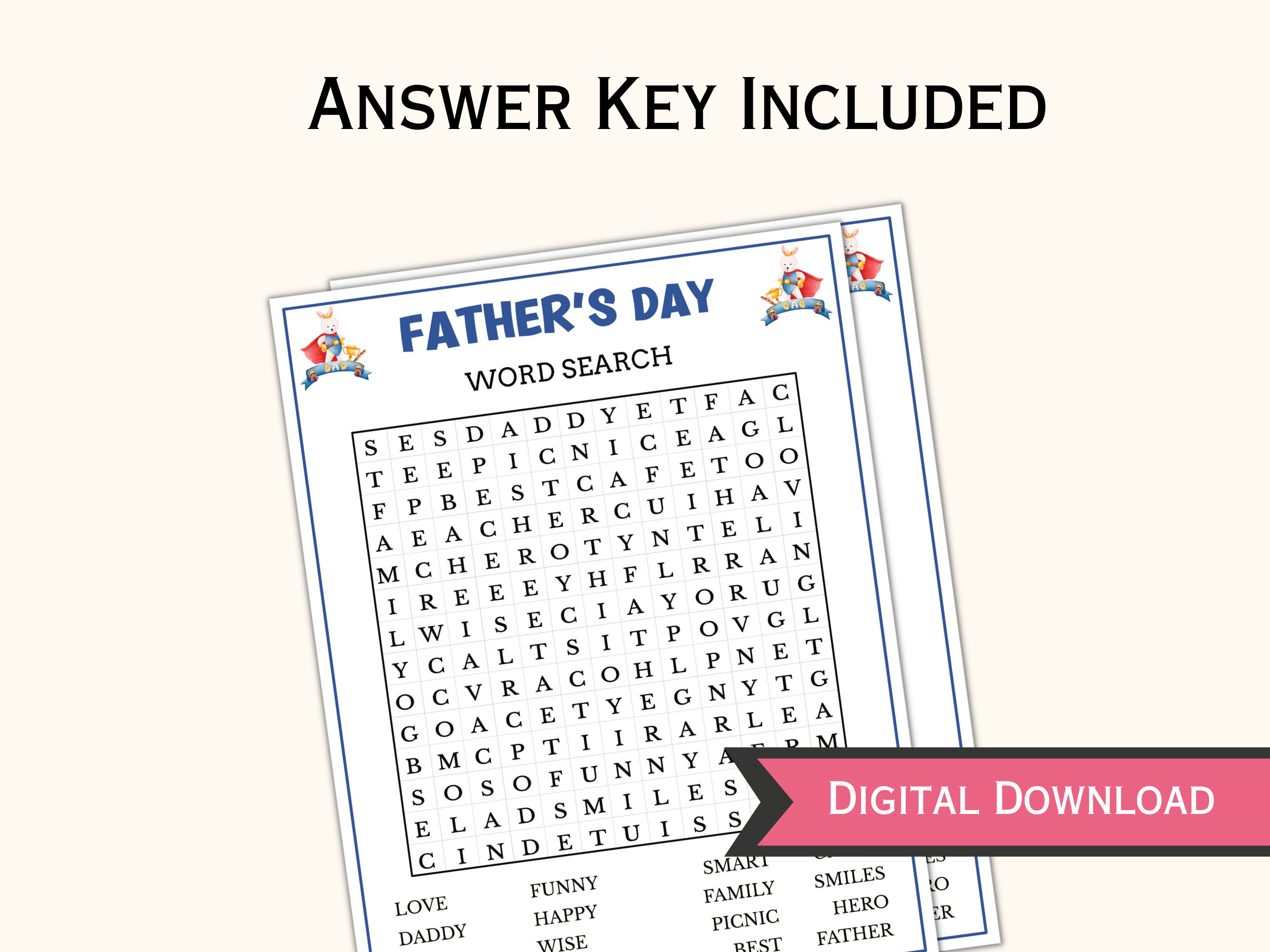 Printable Father's Day Word Search Game Grandpa Father's Day Game ...