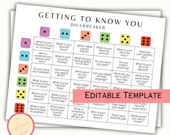 Dicebreaker Roll and Tell Game, Back to School, Icebreaker Activity for ...