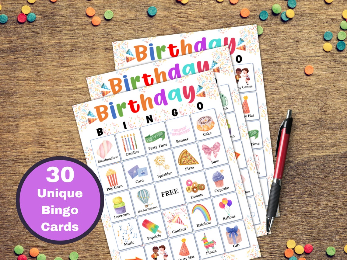 Birthday Bingo Game Printable Birthday Party Game for Kids and Adults ...