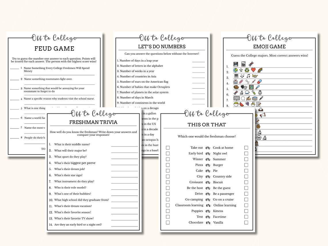 College Going Away Party Games - 10 Printable College Trunk Party Games ...