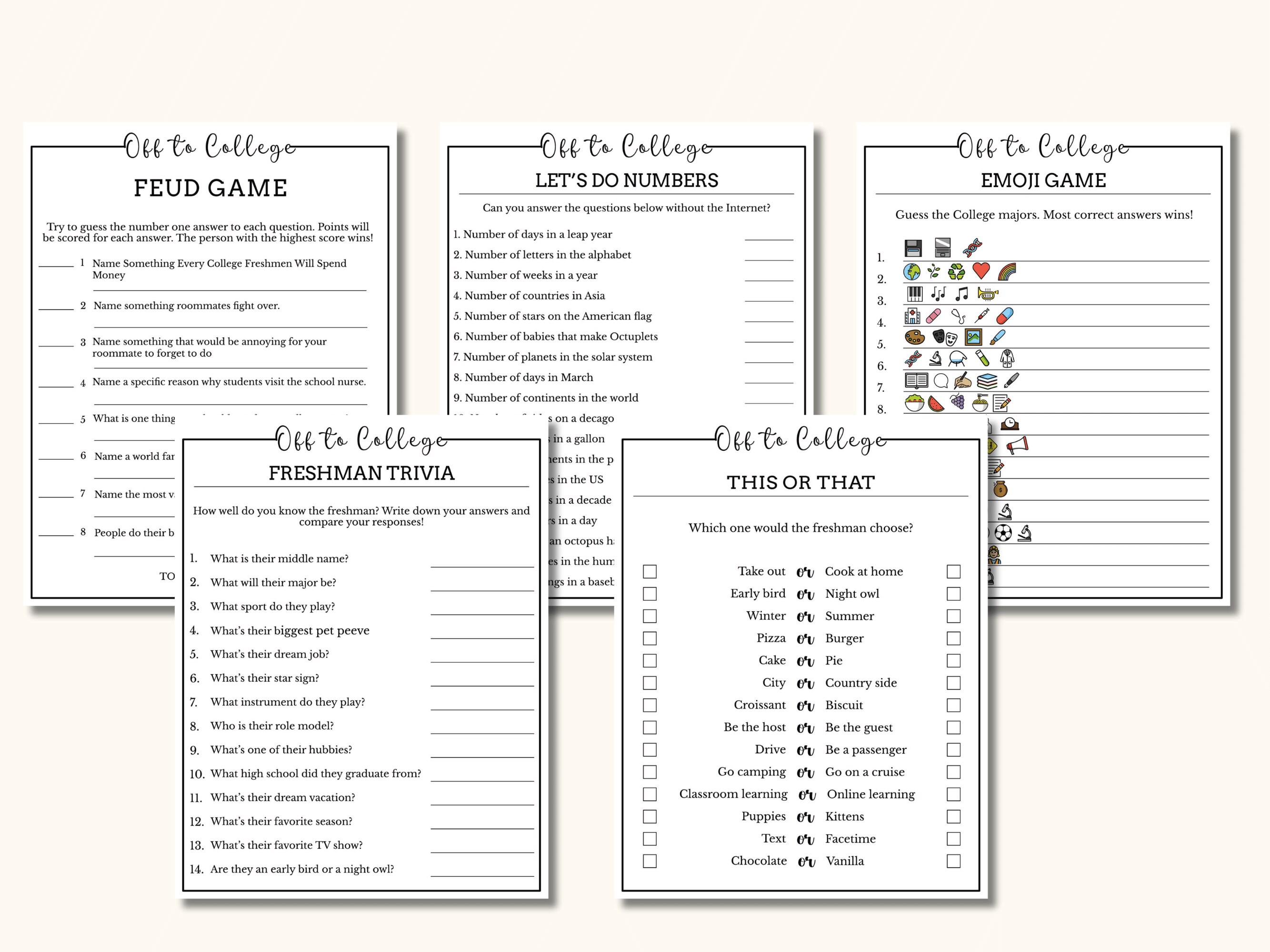 College Going Away Party Games - 10 Printable College Trunk Party Games ...