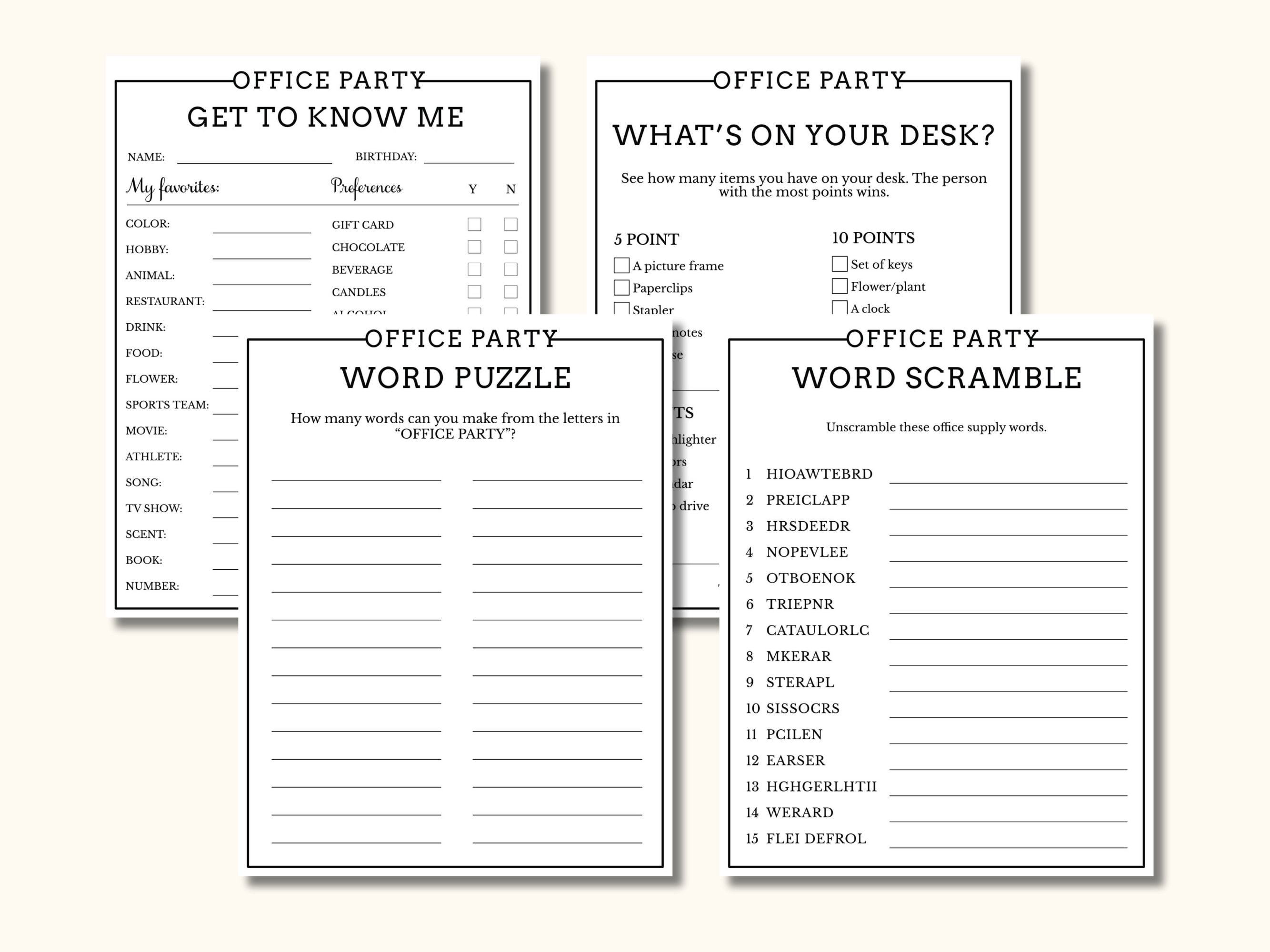 Printable Office Party Games Bundle Work Party Games for Team Building ...