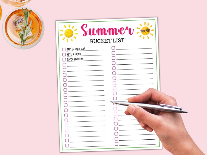 Editable / Fillable Summer Bucket List and 2024 Summer Calendar ...