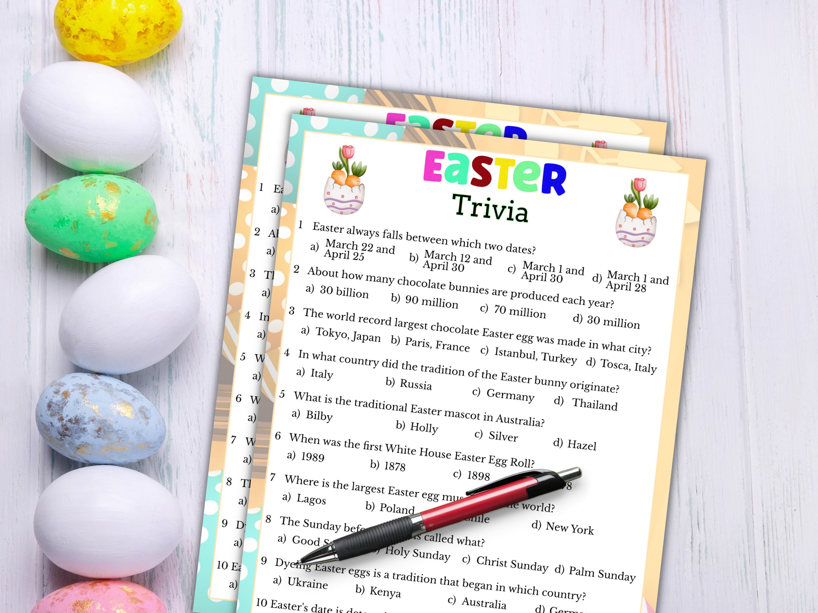 Easter Trivia Game - Easter Printable Games for Kids & Adults - Easter ...
