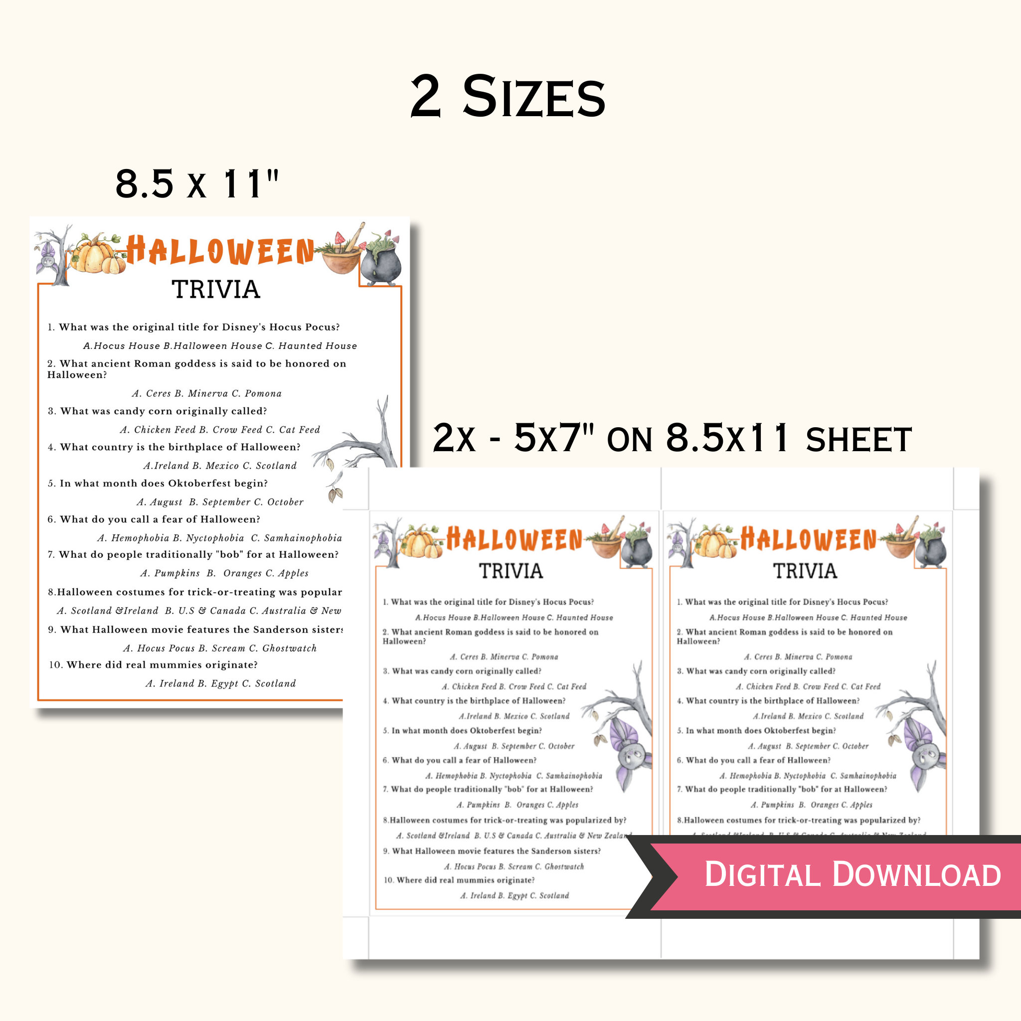 Halloween Trivia Game - Printable Halloween Party Game for Teens and ...