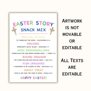 Editable Easter Story Snack Mix Printable - Treat Gift Tag - Easter ...