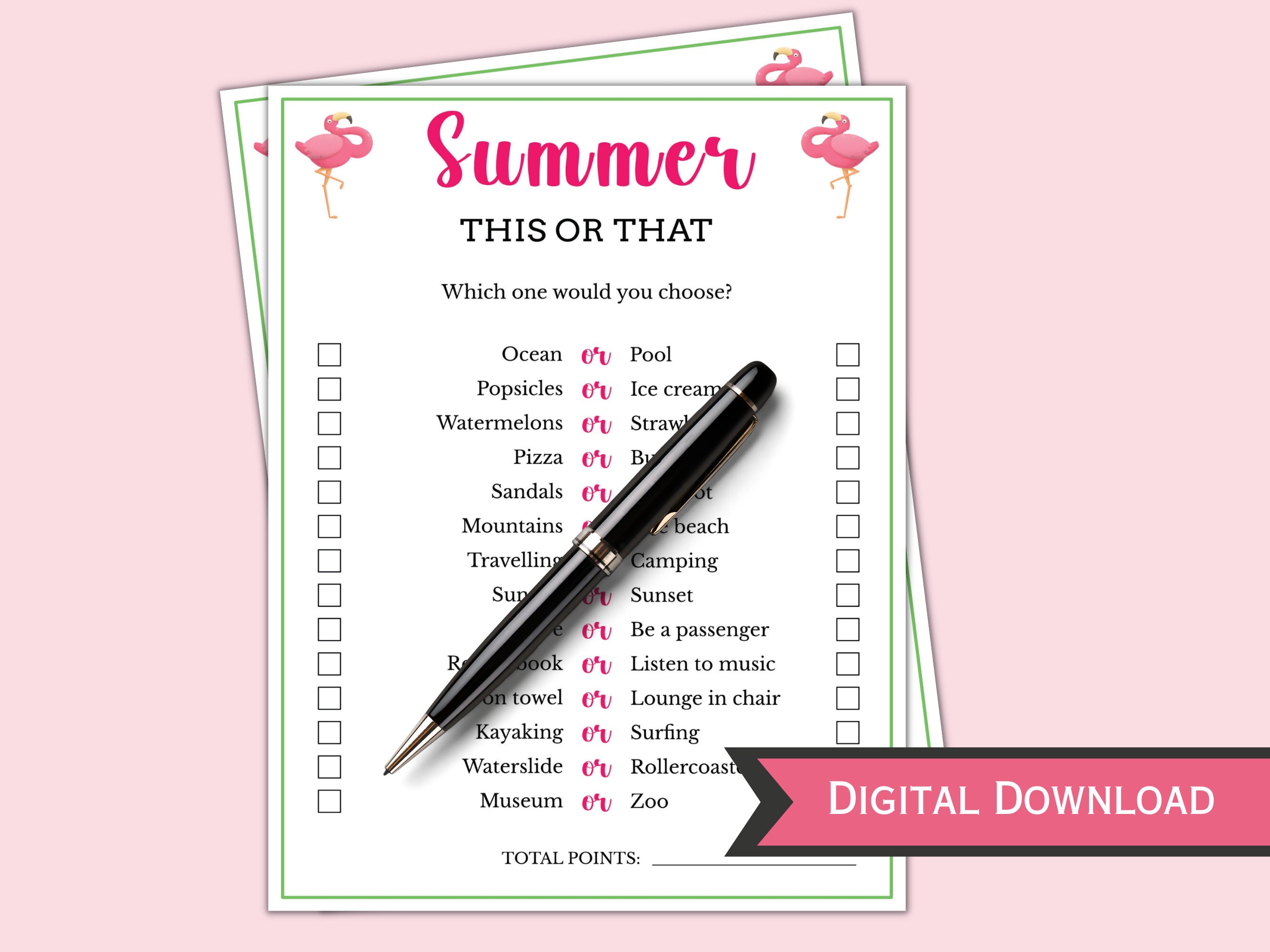 Summer This or That Game - Printable Summer Game and Activity for Kids ...