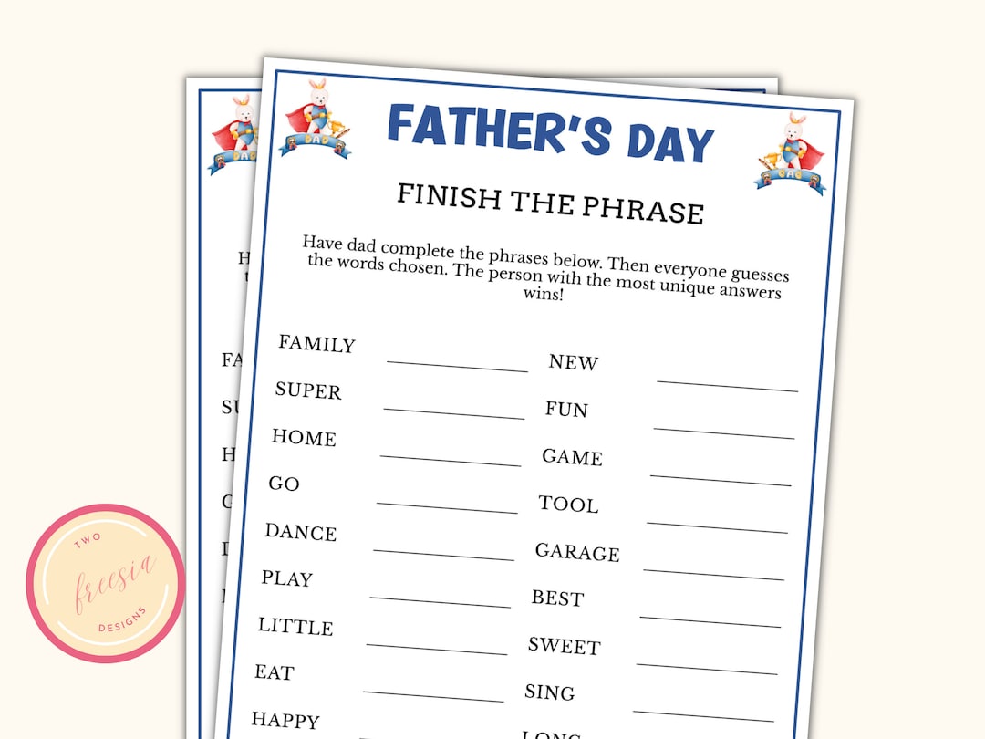 Finish the Phrase Game - Printable Father's Day Game and Activities for ...