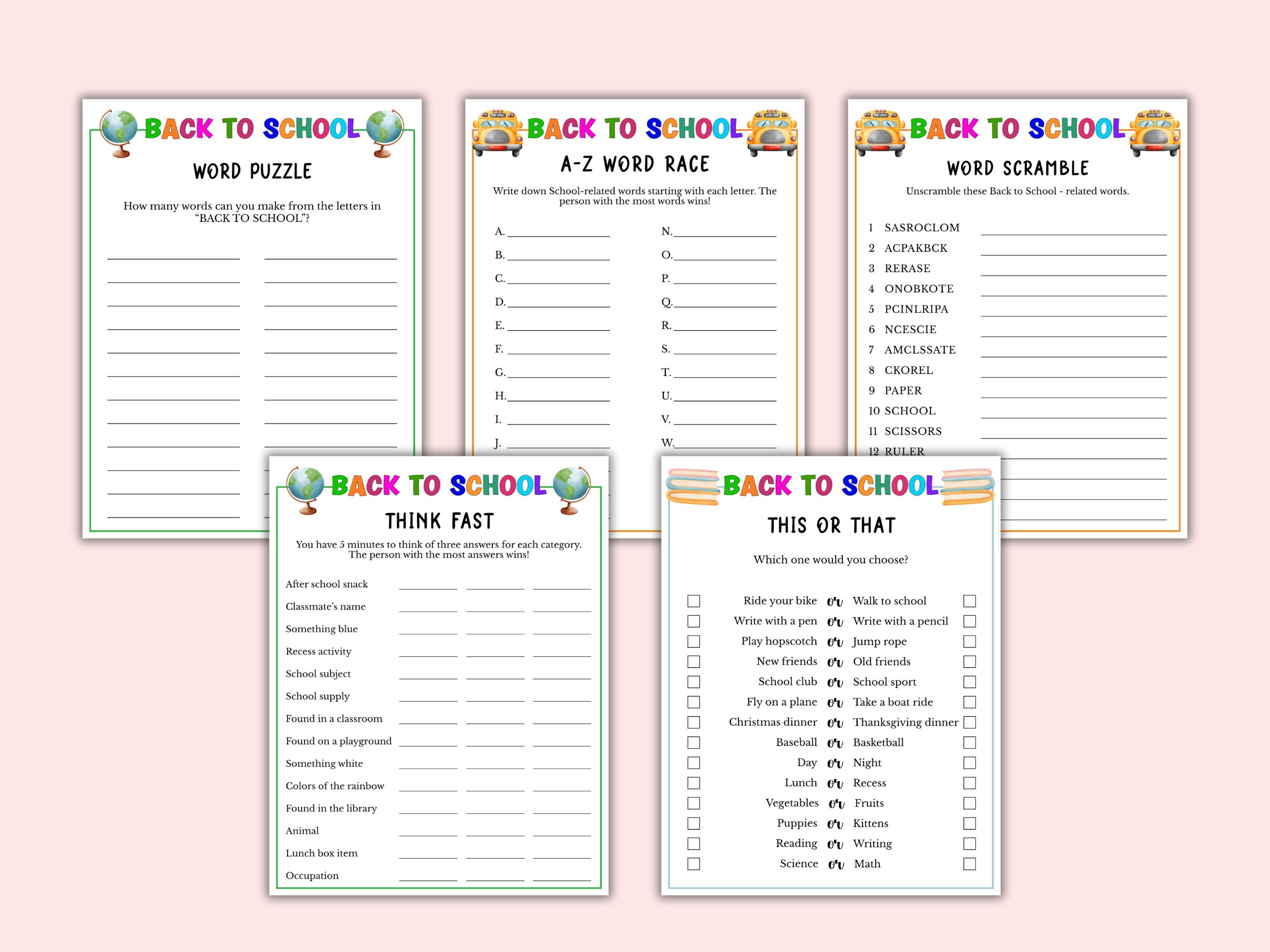 15 Back to School Game Bundle Printable Ice Breaker Games for ...