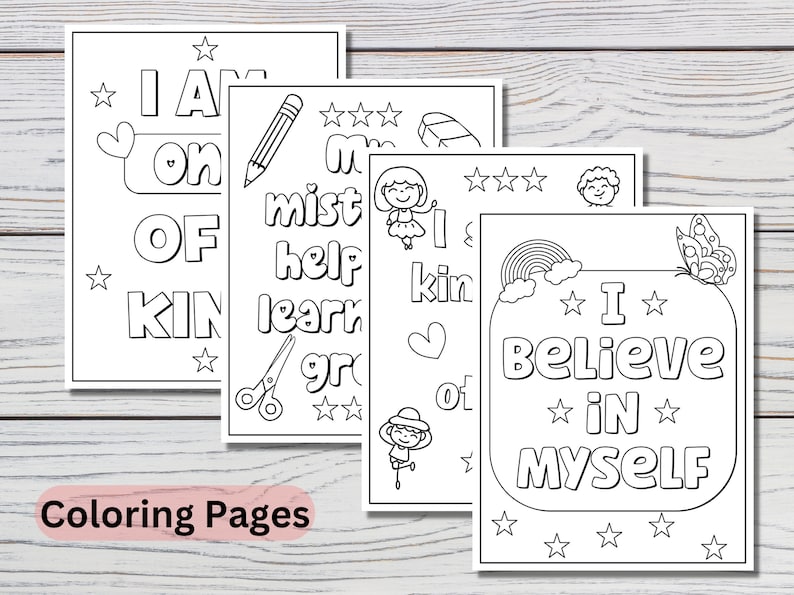 Positive Affirmation Activity and Coloring Worksheets for Kids - Etsy