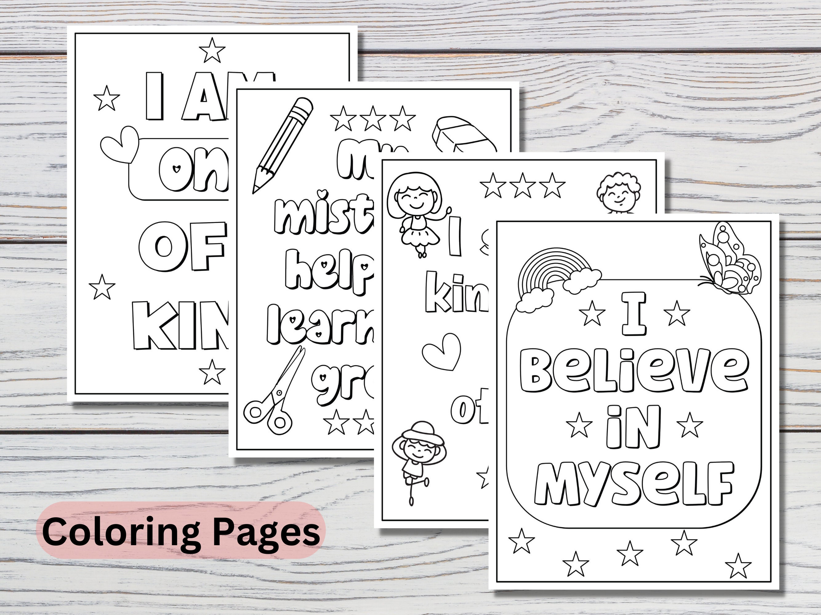 Positive Affirmation Activity and Coloring Worksheets for Kids - Etsy