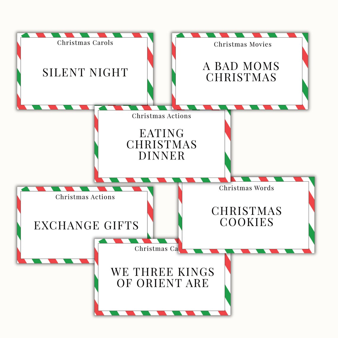 Christmas Charades - 120 Printable Christmas Charades Cards - Christmas ...