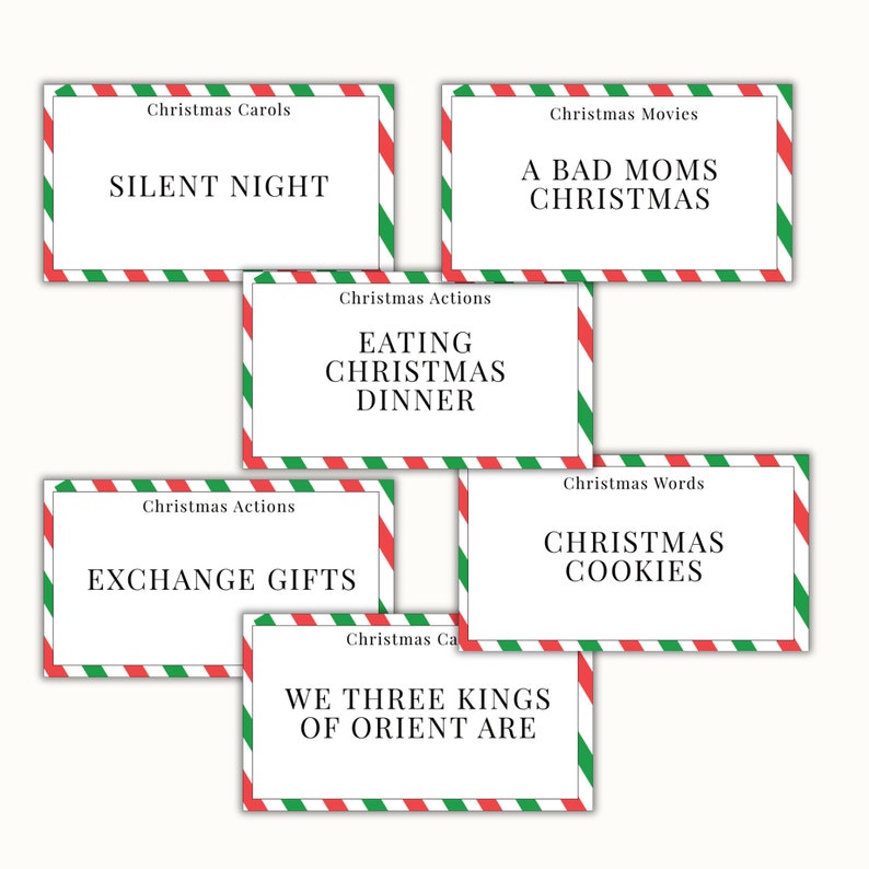 Christmas Charades - 120 Printable Christmas Charades Cards - Christmas ...