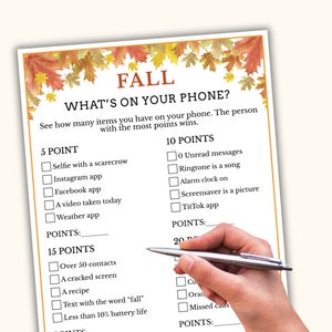 Fall What's on Your Phone Game - Printable Autumn Game - Fun Fall Time ...
