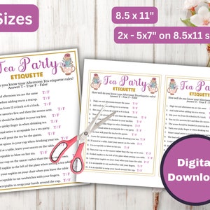 Tea Etiquette Game - Printable Tea Party Games for Birthdays, Bridal ...
