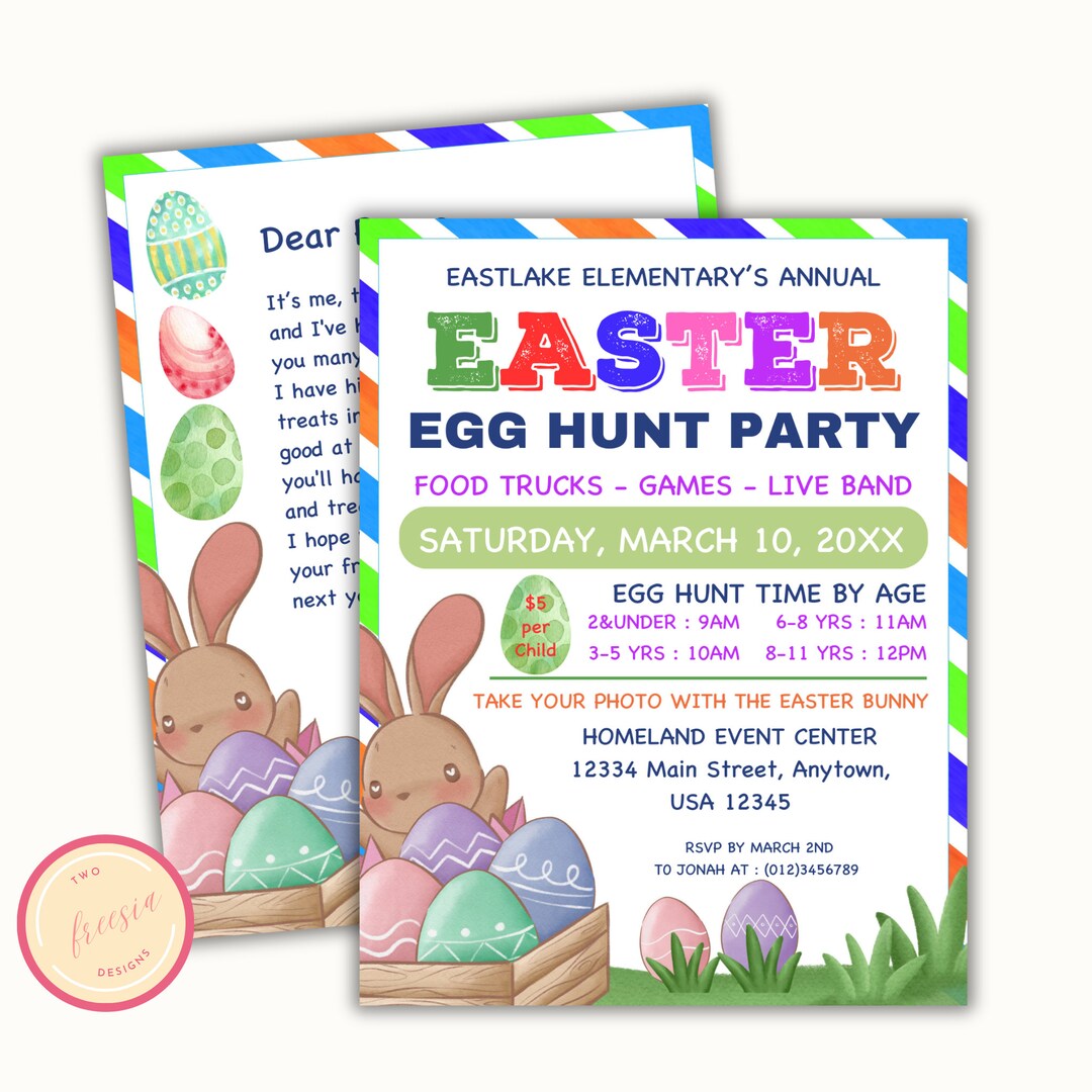 Editable Easter Fundraiser Flyer Easter Egg Hunt Flyer Printable Easter ...
