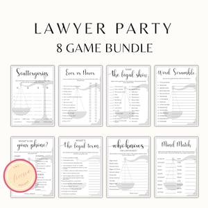 Law School Graduation 8 Game Bundle - Lawyer Retirement Party Games ...